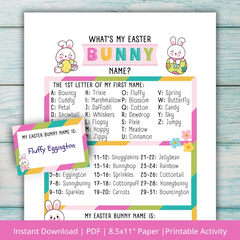 What's My Easter Bunny Name? Printable Easter Activity That's Fun and ...