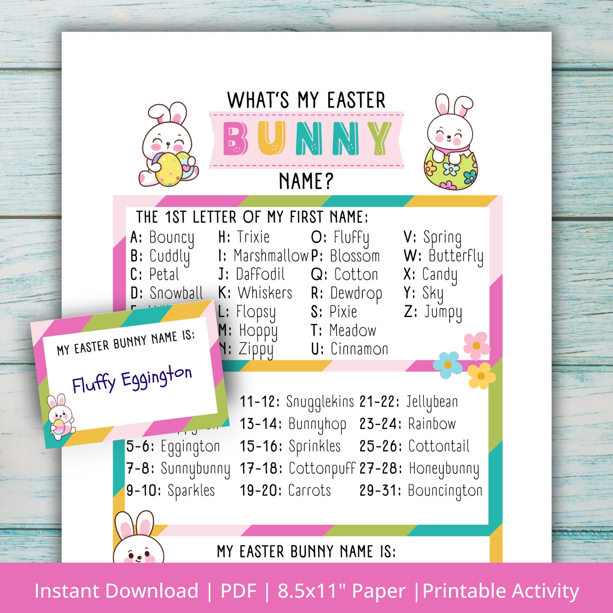 What's My Easter Bunny Name? Printable Easter Activity That's Fun and ...