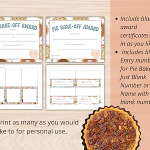 Pie Contest Bundle | Pie Baking Award Certificates | Pie Bake-off | Pie ...