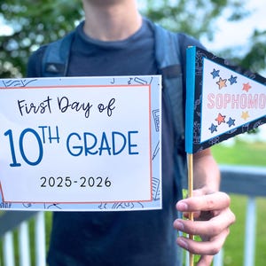 First Day of School Sign and Flag Bundle | 6th Grade Through 12th Grade ...