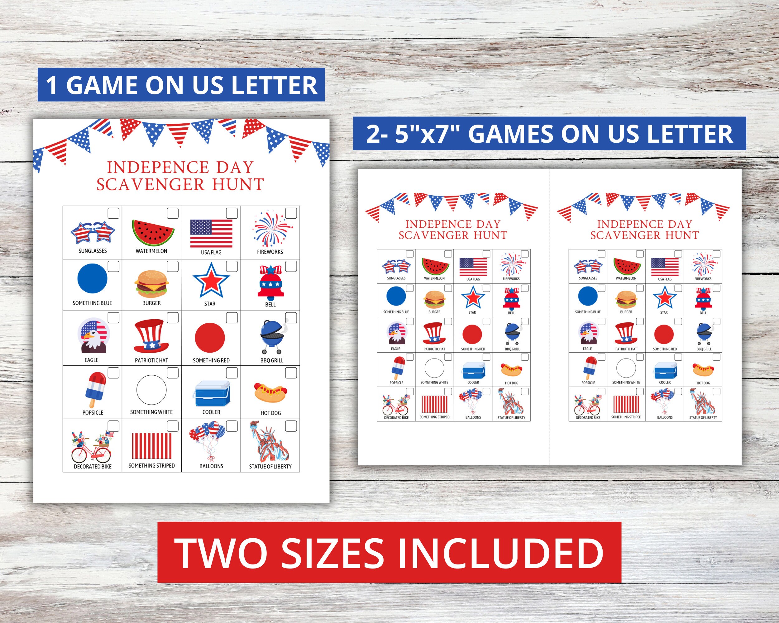 4th of July Scavenger Hunt Game | Independence Day Activity for Kids ...