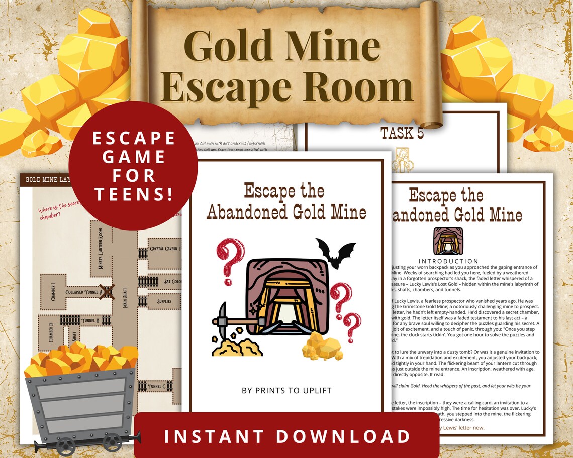 Escape Room for Teens and Tweens | Escape the Gold Mine Game ...
