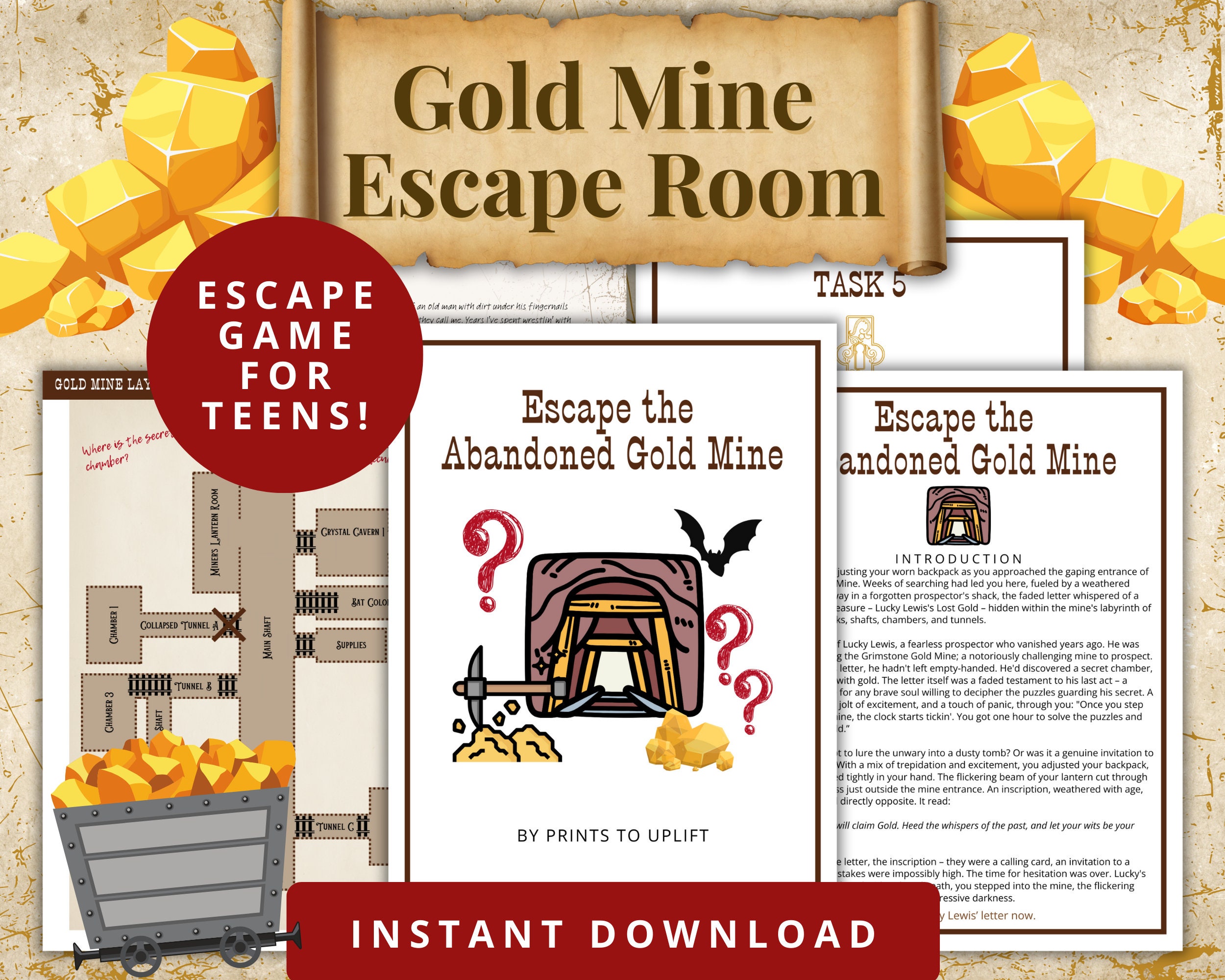 Escape Room for Teens and Tweens | Escape the Gold Mine Game ...