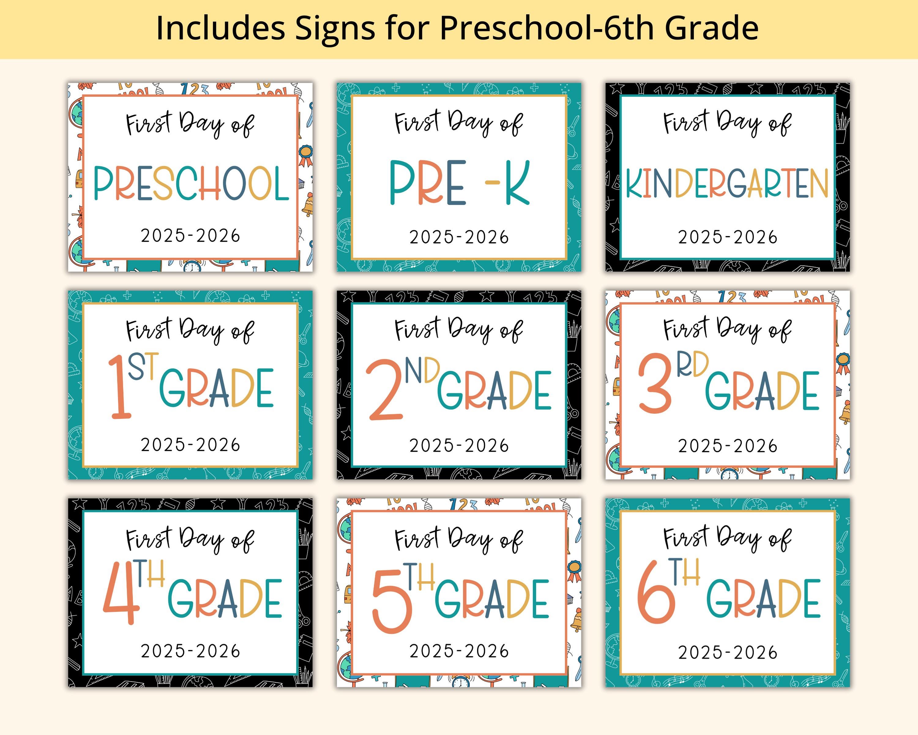 Back to School Flags and Sign Bundle | Preschool Through 6th Grade ...