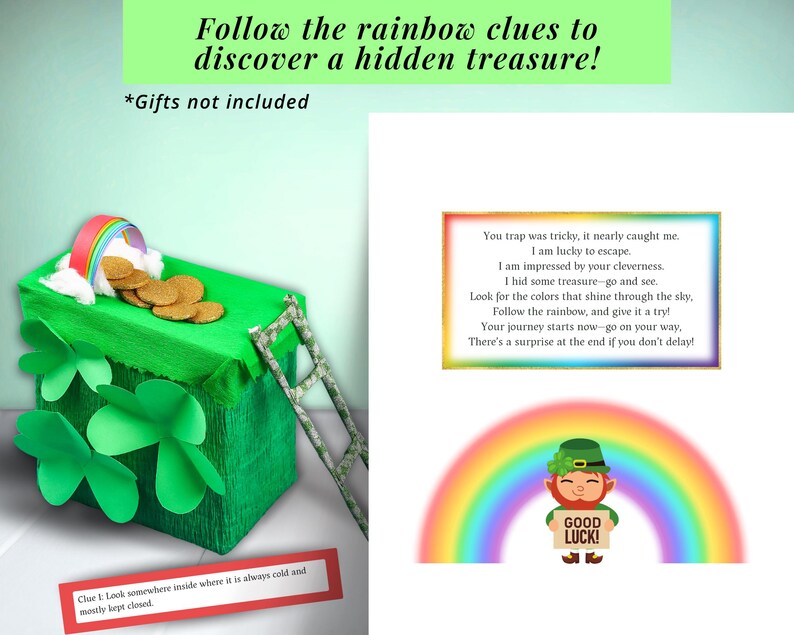 Leprechaun Treasure Hunt | Leprechaun Letter and Rainbow Scavenger Hunt ...