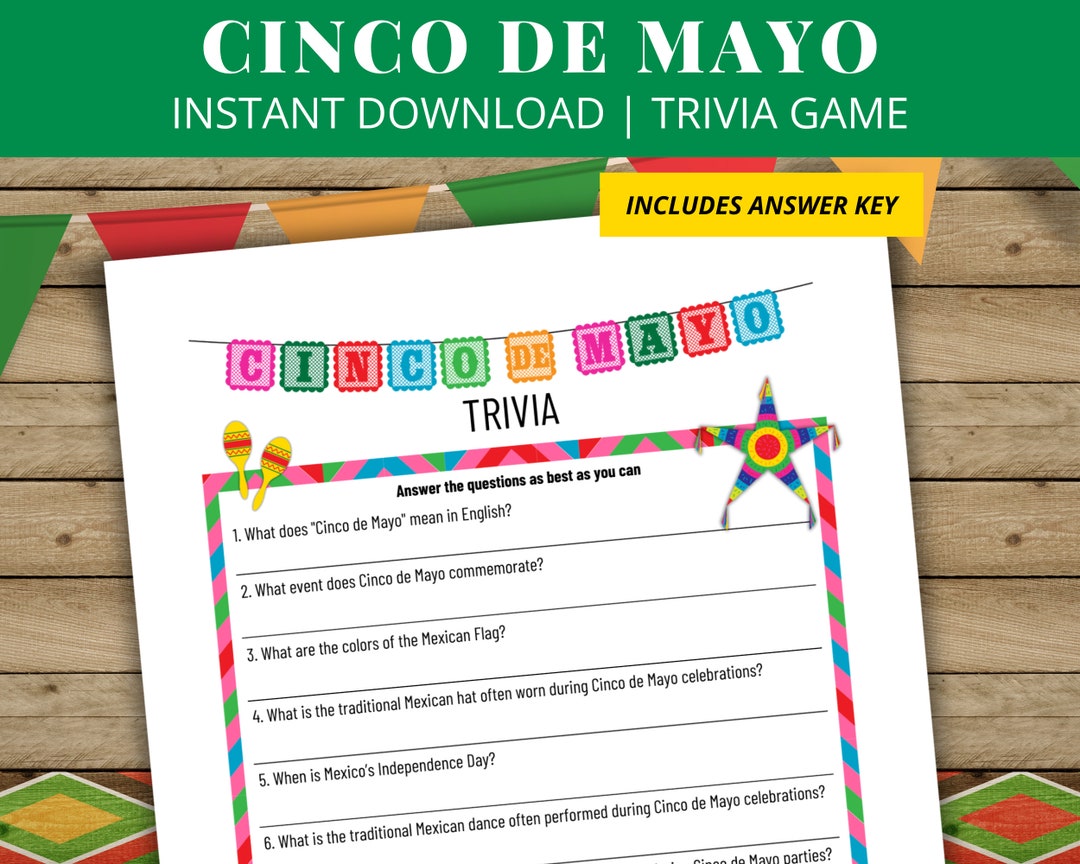 Cinco De Mayo Trivia Game | Instant Download | Adults and Kids | School ...