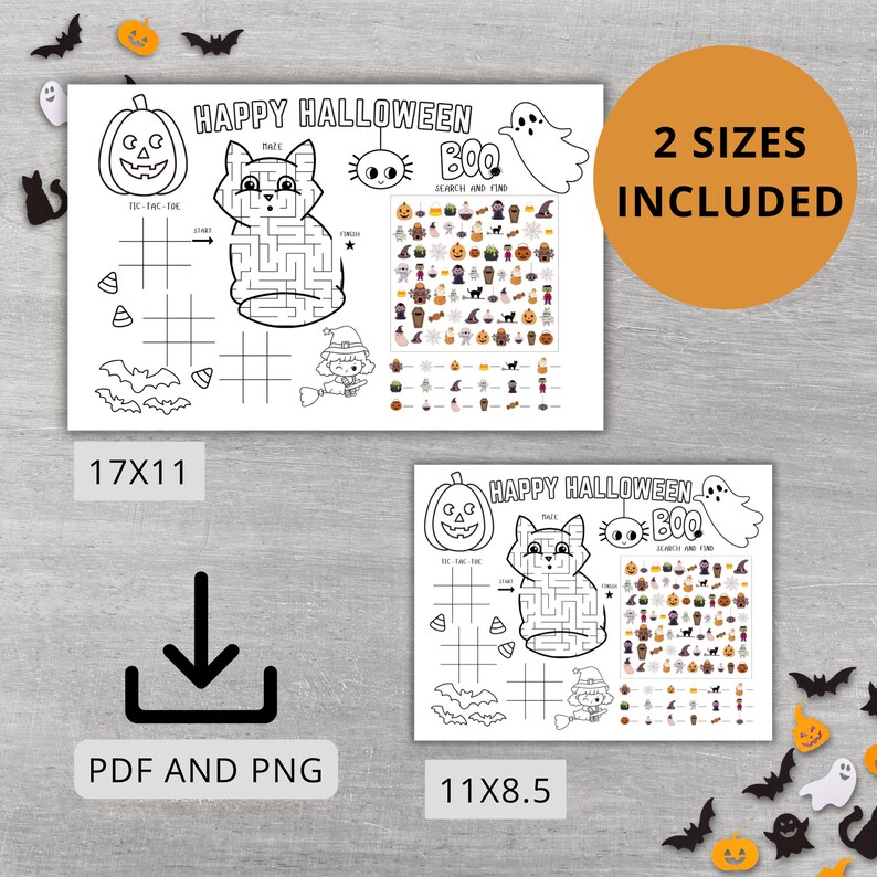Halloween Coloring Activity Placemat | Halloween Printable for Kids ...