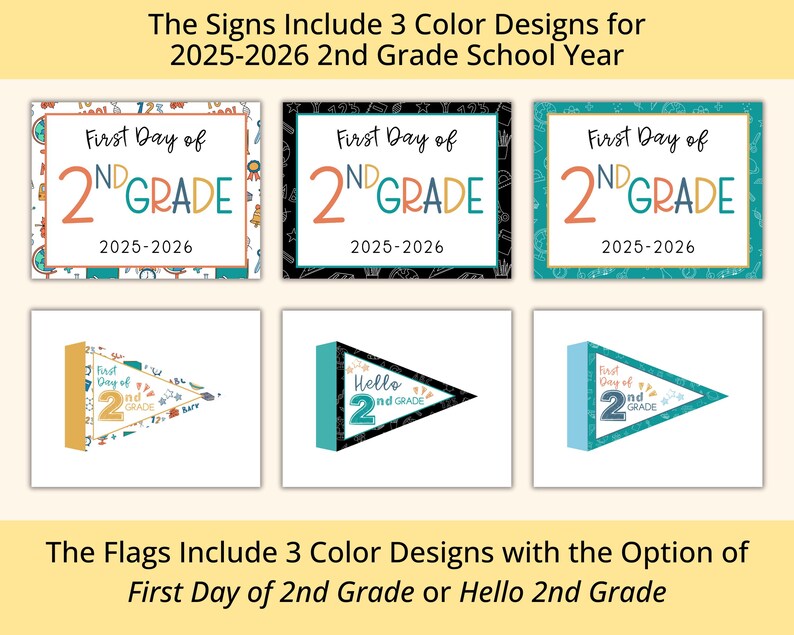 2nd Grade Back to School Flags and Signs | 2025 School Year | First Day ...