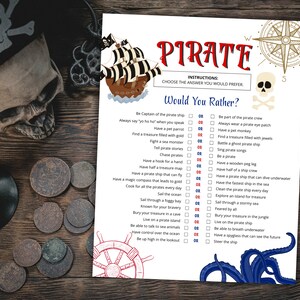 Pirate Would You Rather Printable Game | Party Icebreaker | Pirate ...