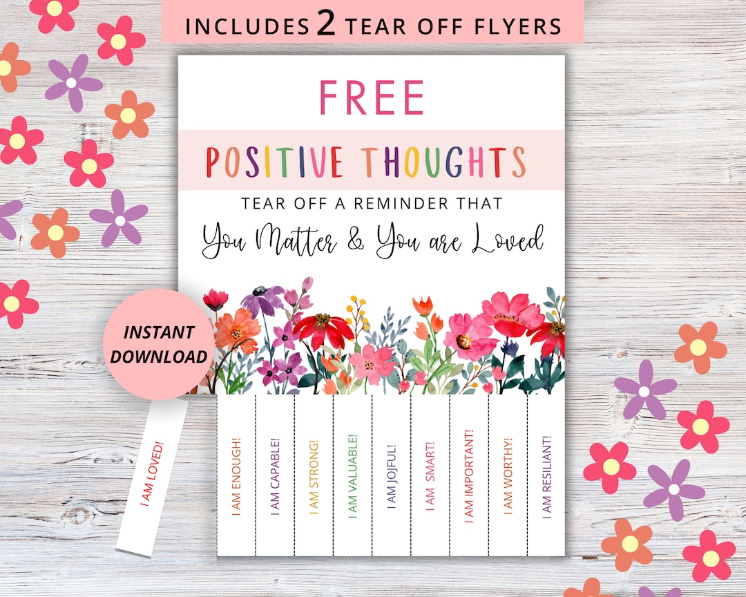 Positive Thoughts Tear off Flyer | I Am Affirmations Cards | Growth ...