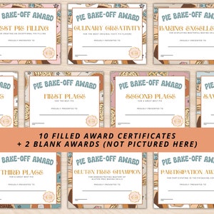 Pie Contest Bundle | Pie Baking Award Certificates | Pie Bake-off | Pie ...