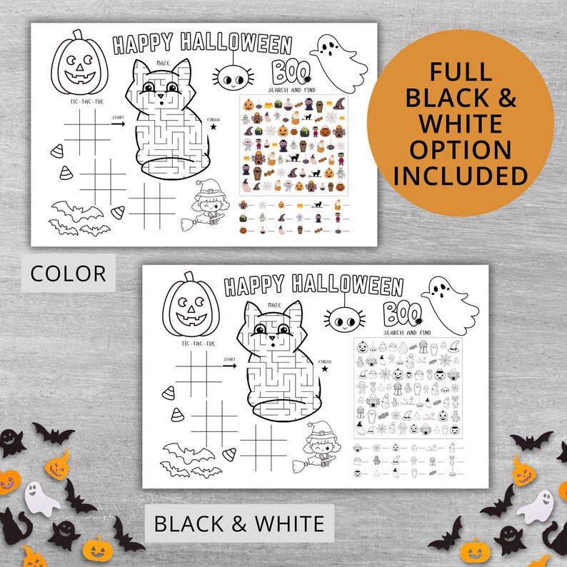 Halloween Coloring Activity Placemat | Halloween Printable for Kids ...