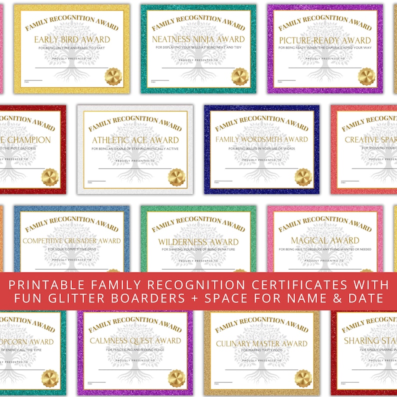 Family Award Certificates, Printable Recognition Awards for Family ...