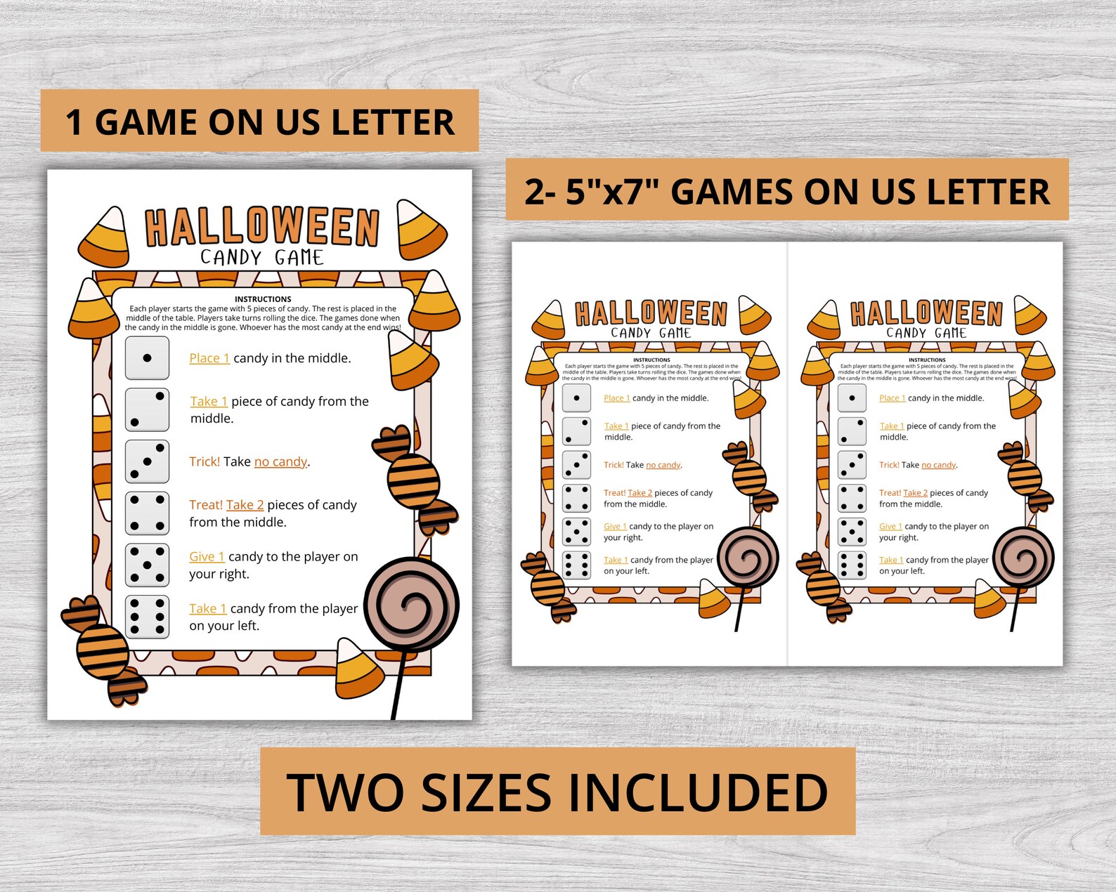 Halloween Candy Game Printable Candy Dice Game Halloween Party, Class ...