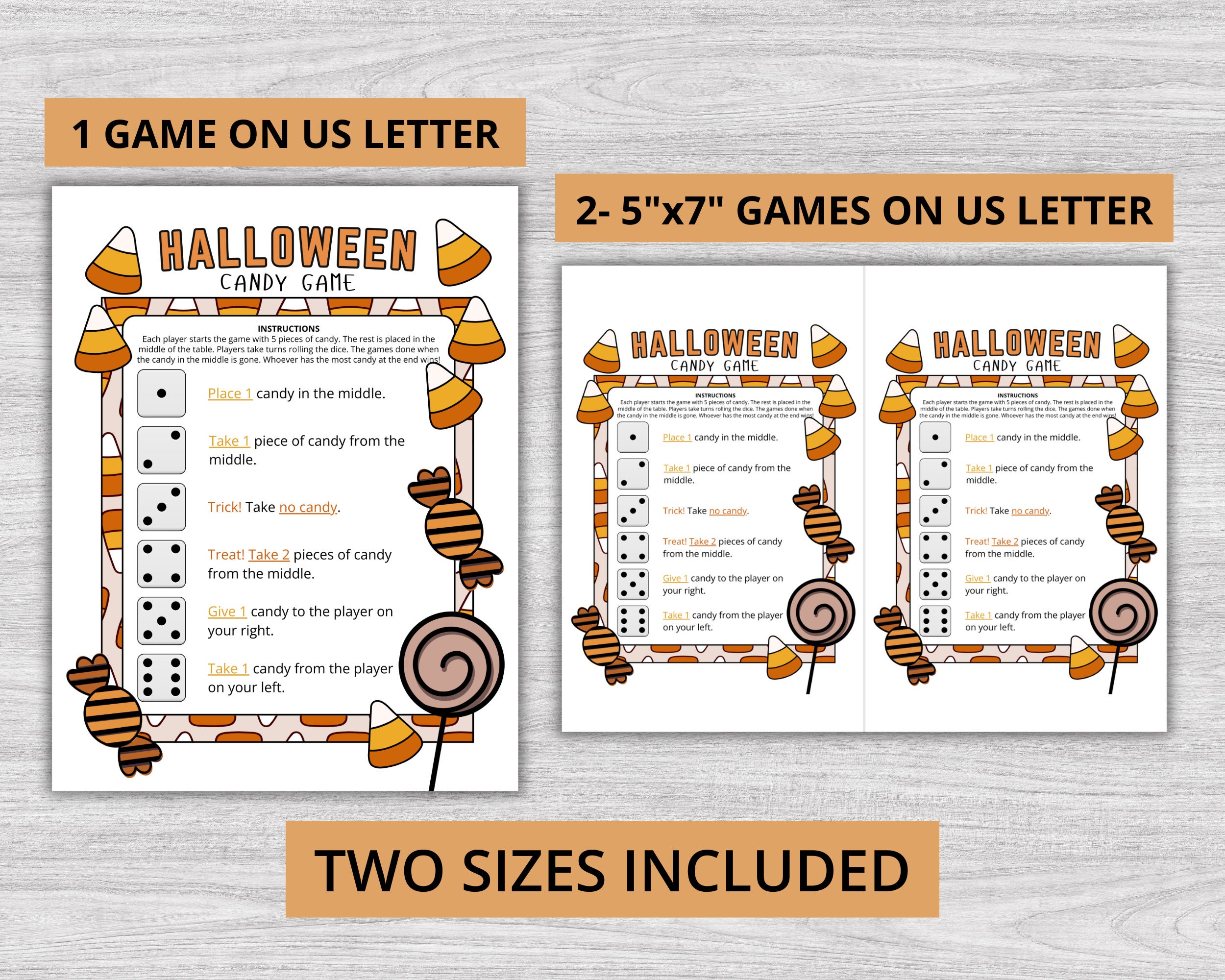 Halloween Candy Game Printable Candy Dice Game Halloween Party, Class ...