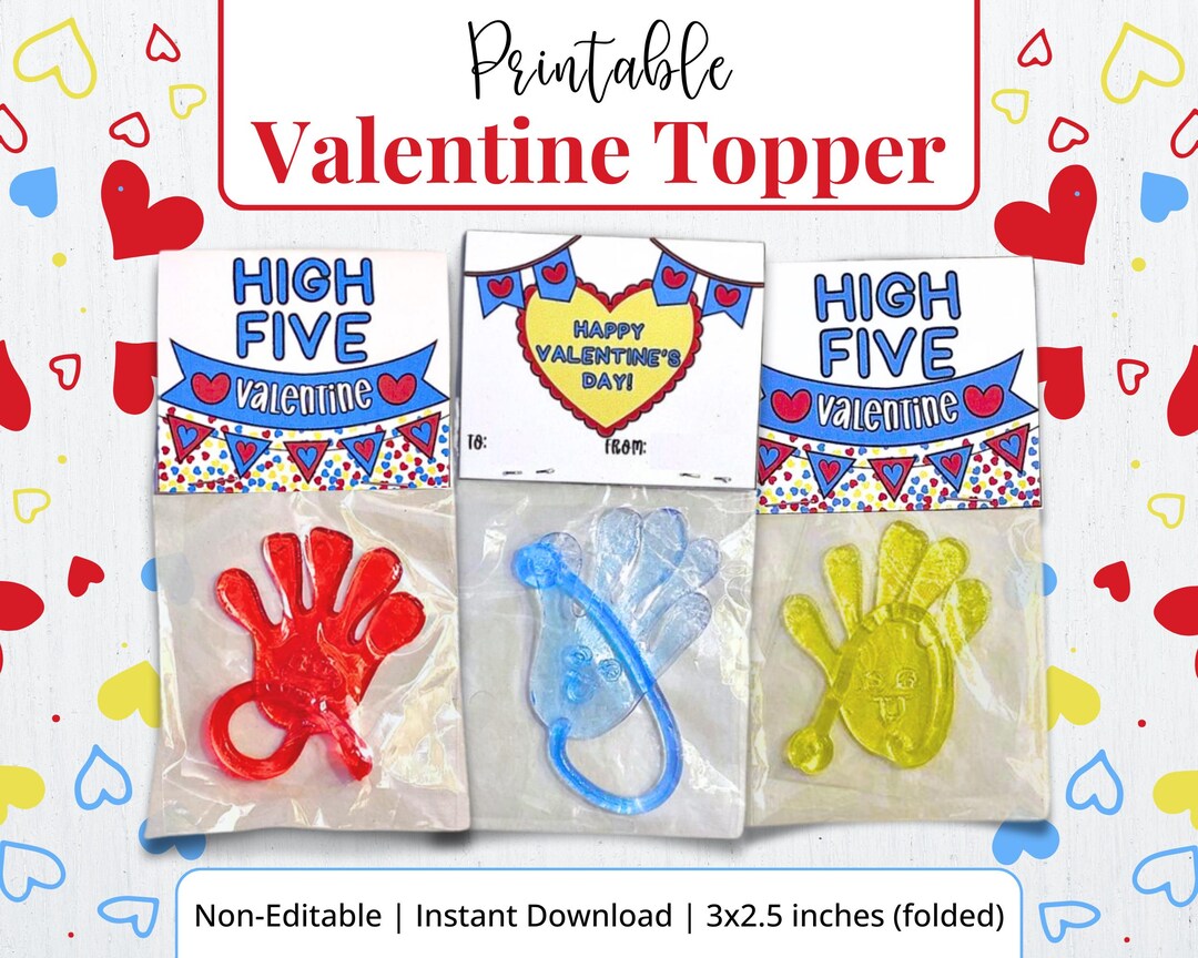 Valentine's Day Card Topper | Printable Sticky Hand Valentine | High ...