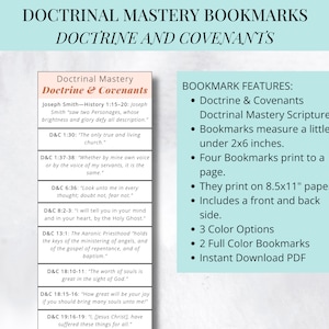 Doctrinal Mastery Doctrine and Covenants Bookmarks | Instant Download ...