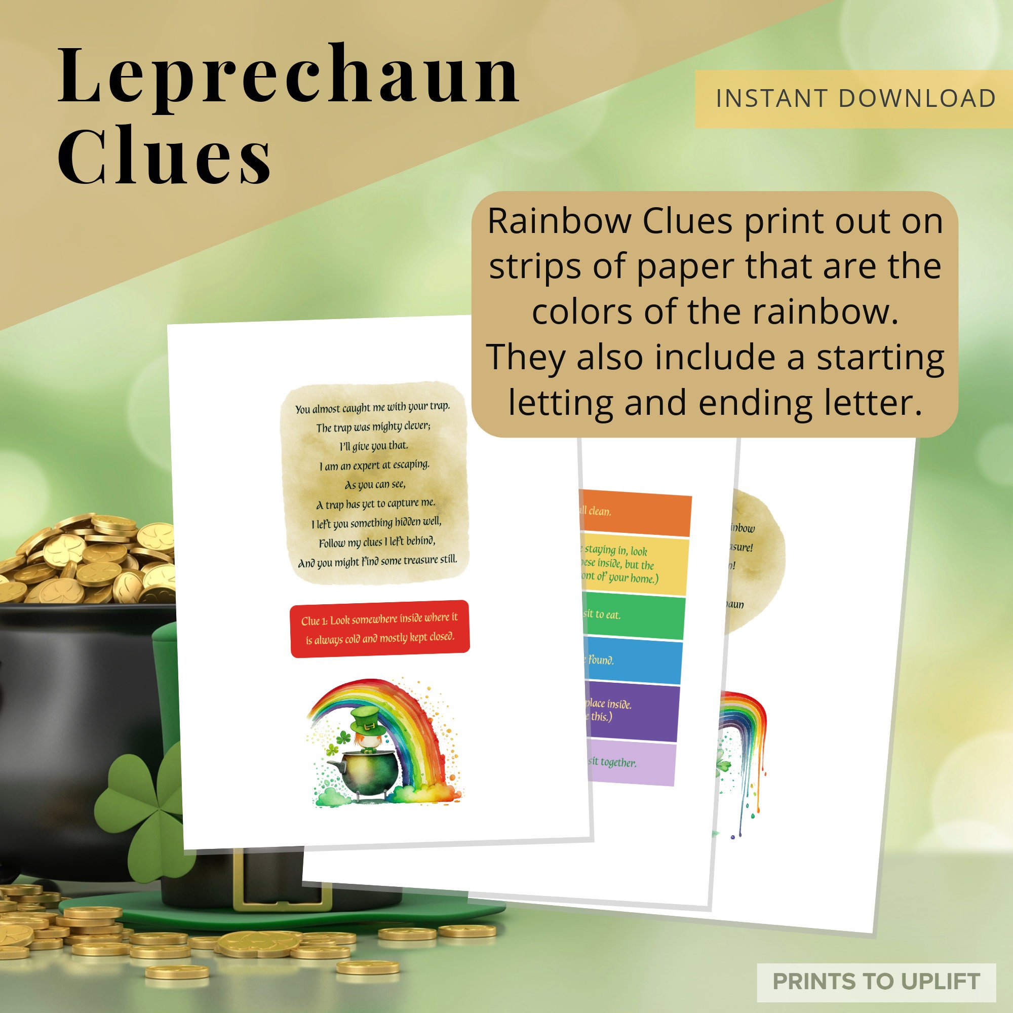 Leprechaun Clues Treasure Hunt Saint Patrick's Day Trap Clover Rainbow ...