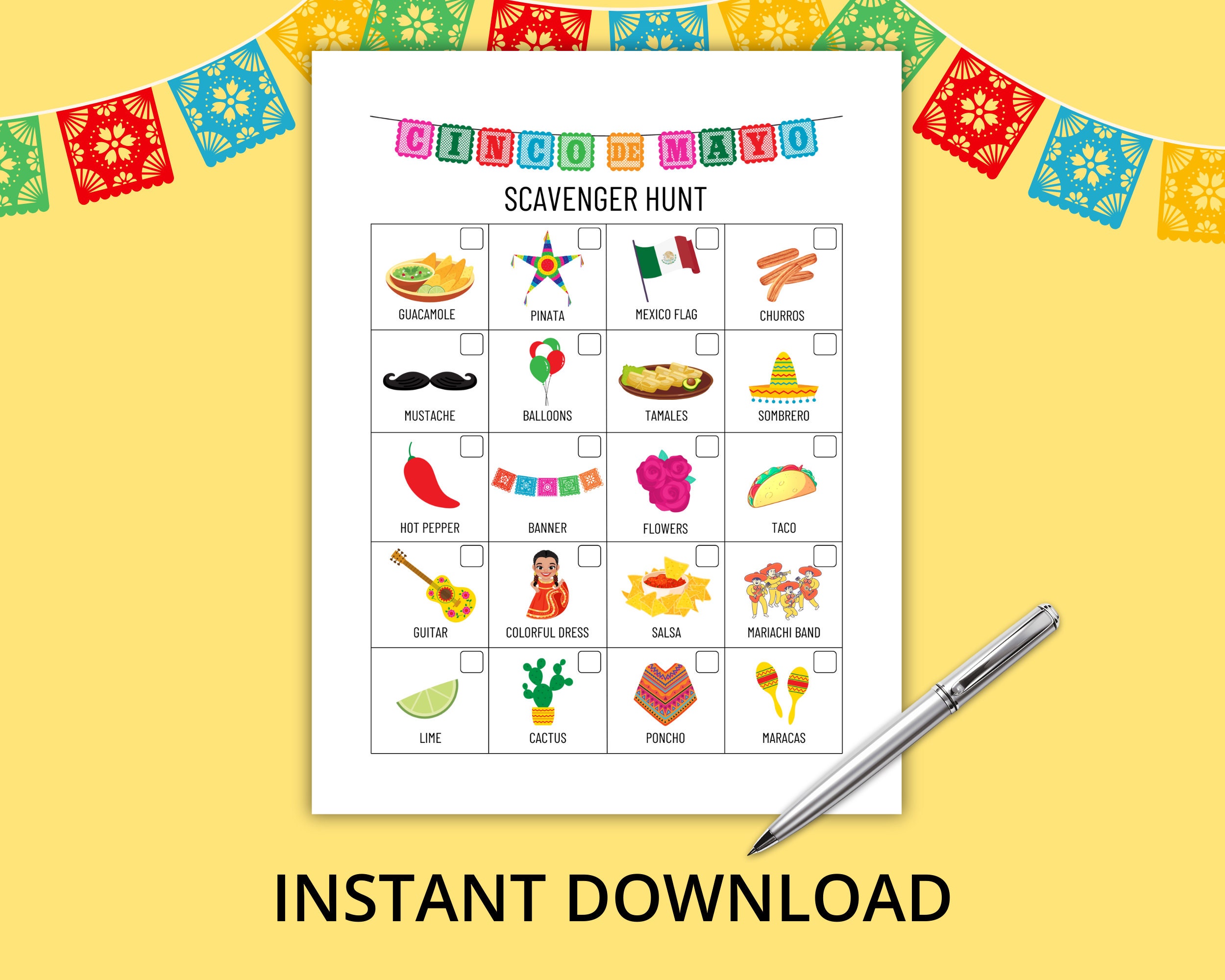 Cinco De Mayo Scavenger Hunt Game | Kids Scavenger Hunt | Instant ...