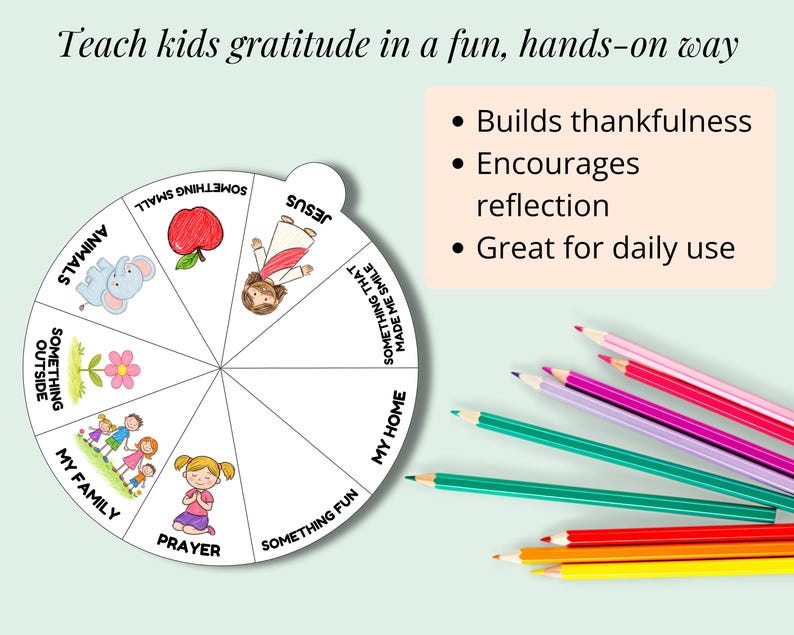 Gratitude Coloring Spinner Wheel Activity for Kids, Thankful Craft ...