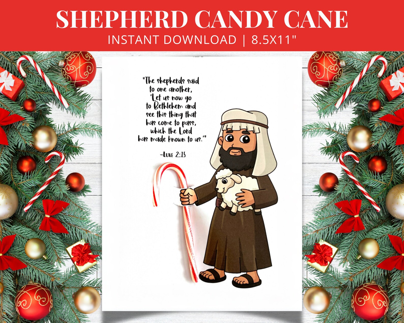 Christmas Shepherd Candy Cane Holder | Luke 2 Christmas Story Handout ...