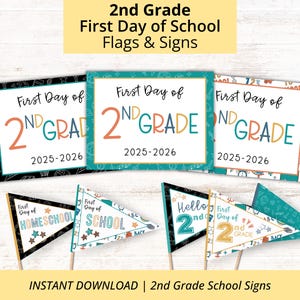 2nd Grade Back to School Flags and Signs | 2025 School Year | First Day ...