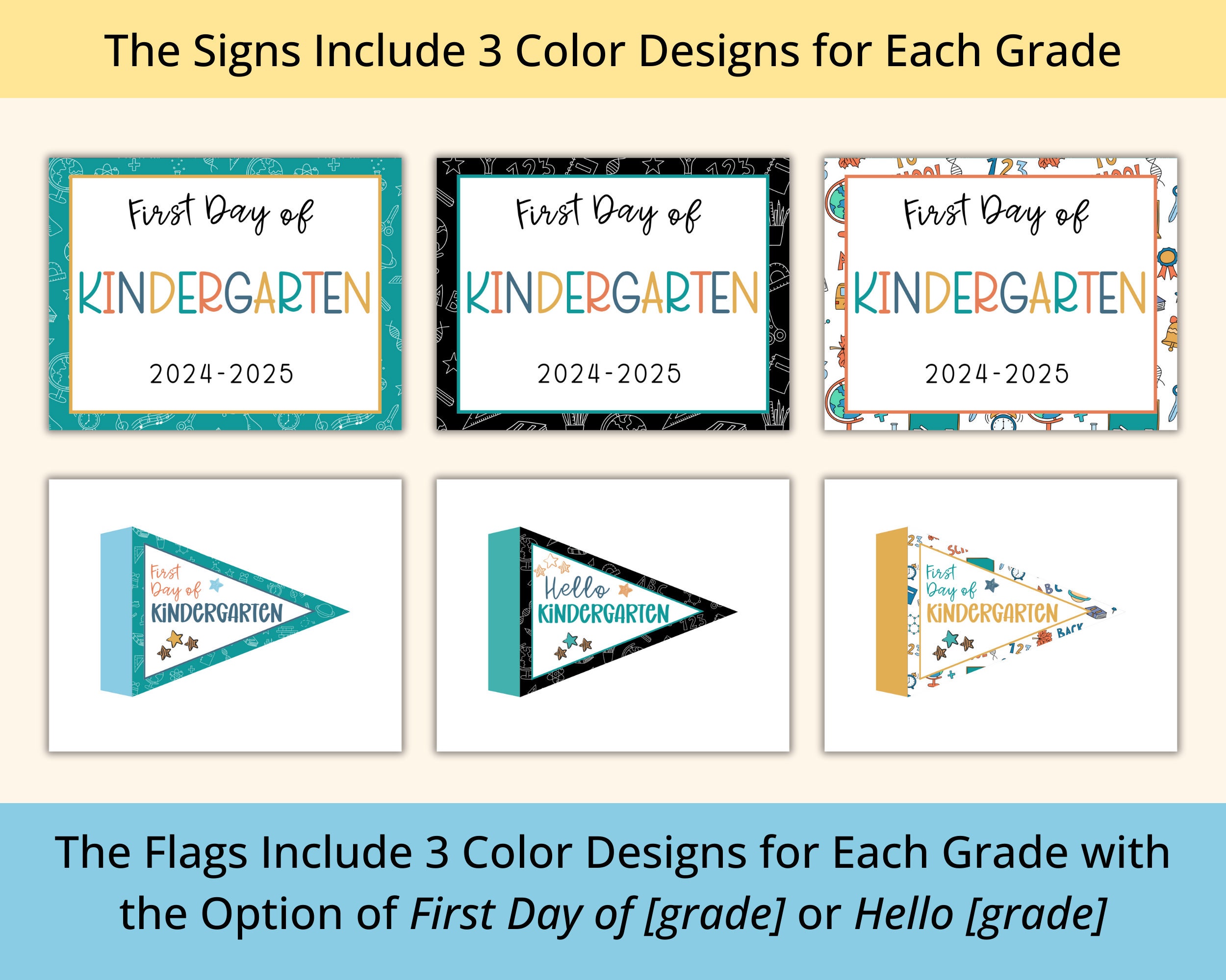 Back to School Flags and Sign Bundle | Preschool Through 6th Grade ...