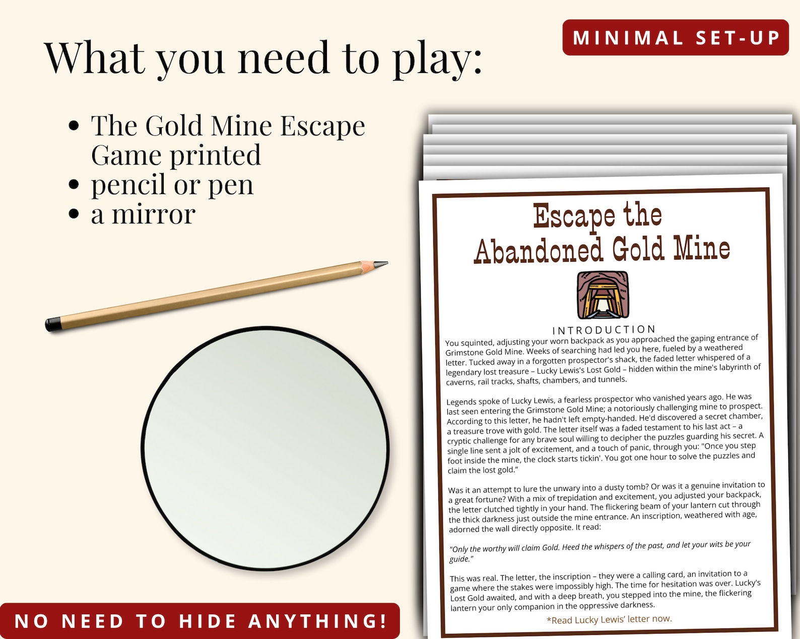 Escape Room for Teens and Tweens Escape the Gold Mine Game Printable ...