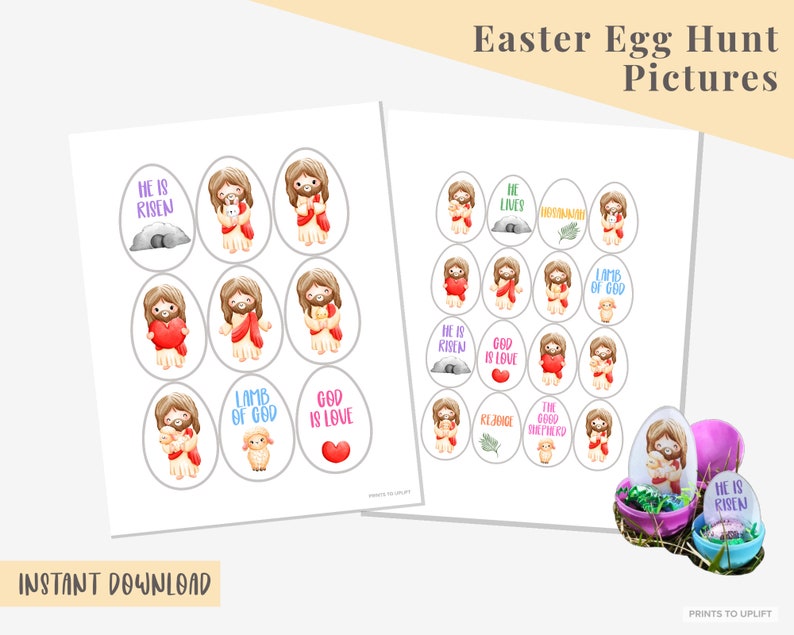 Christian Easter Egg Hunt Pictures Jesus Lamb Palm Instant Download - Etsy