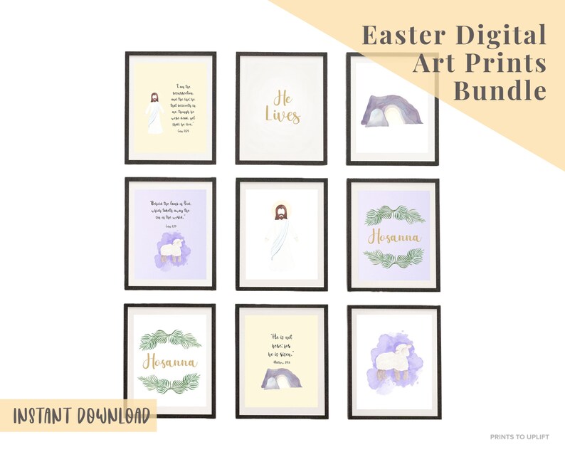 Easter Digital Art Print Bundle Religious Christian Scripture Instant ...