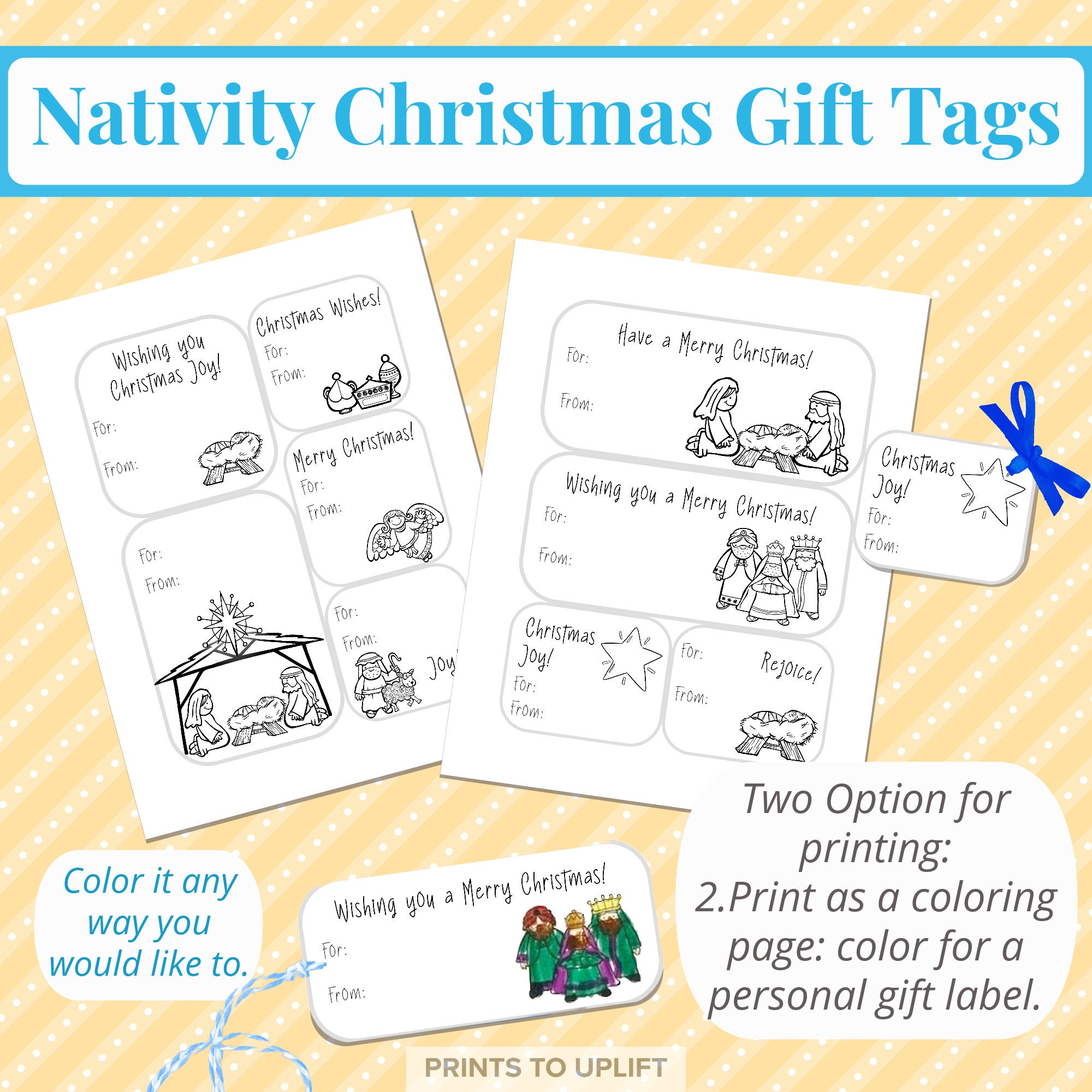 Nativity Christmas Gift Tags, Printable, for Kids, Christian, 8.5x11 ...