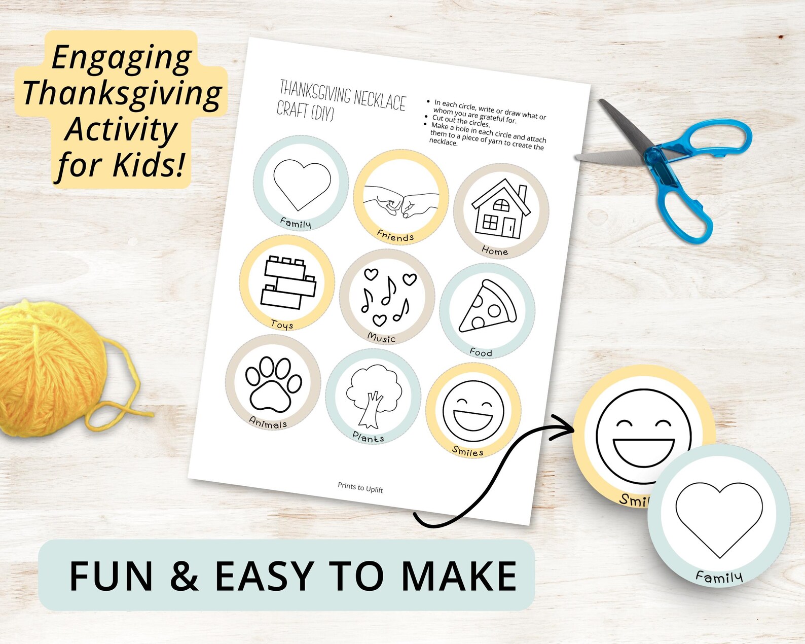 Gratitude Necklace Craft for Kids | Fun Thanksgiving Activity for Kids ...