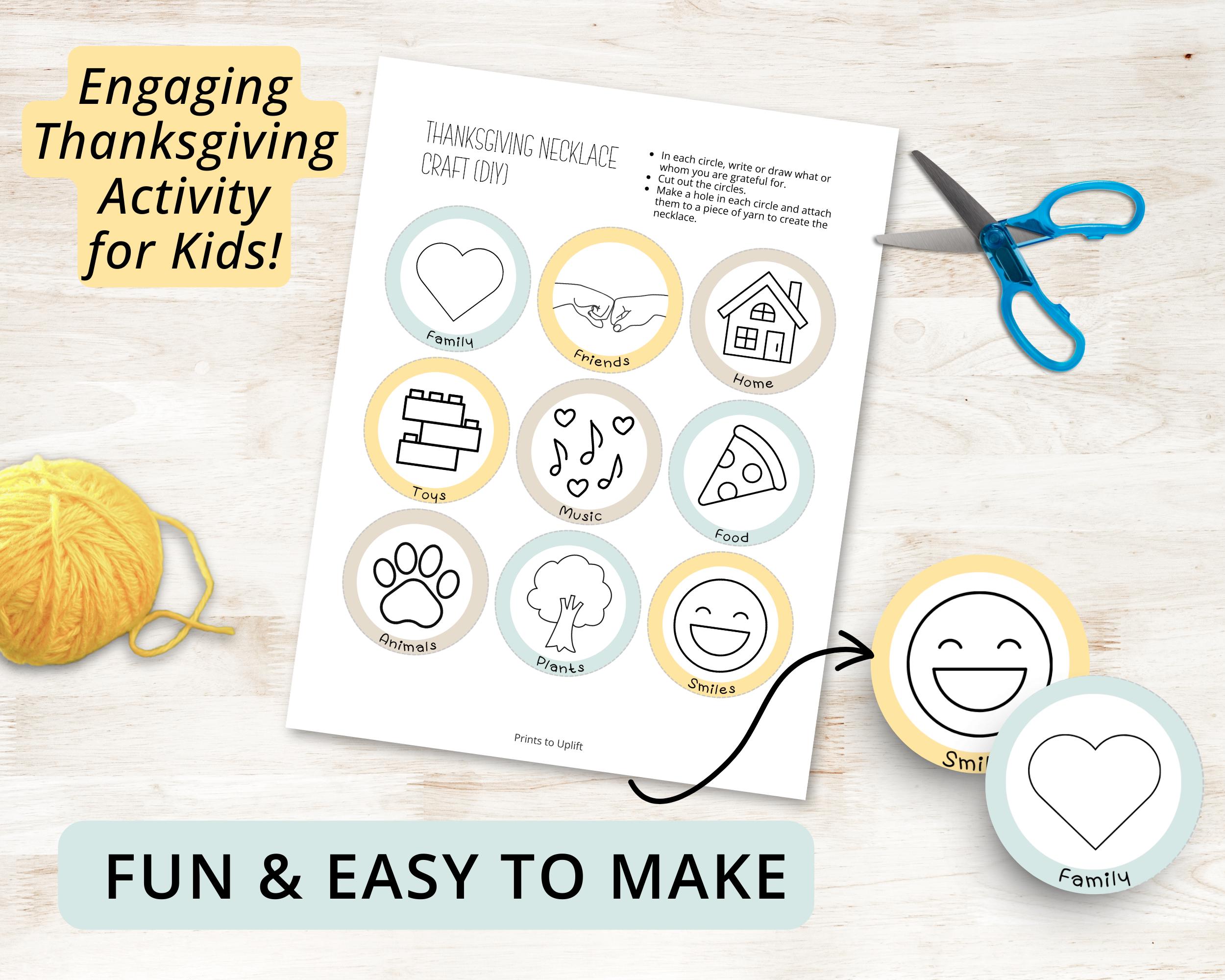 Gratitude Necklace Craft for Kids | Fun Thanksgiving Activity for Kids ...