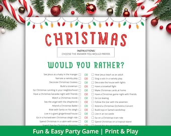 Christmas This or That Game, Printable Would You Rather Game, Party ...