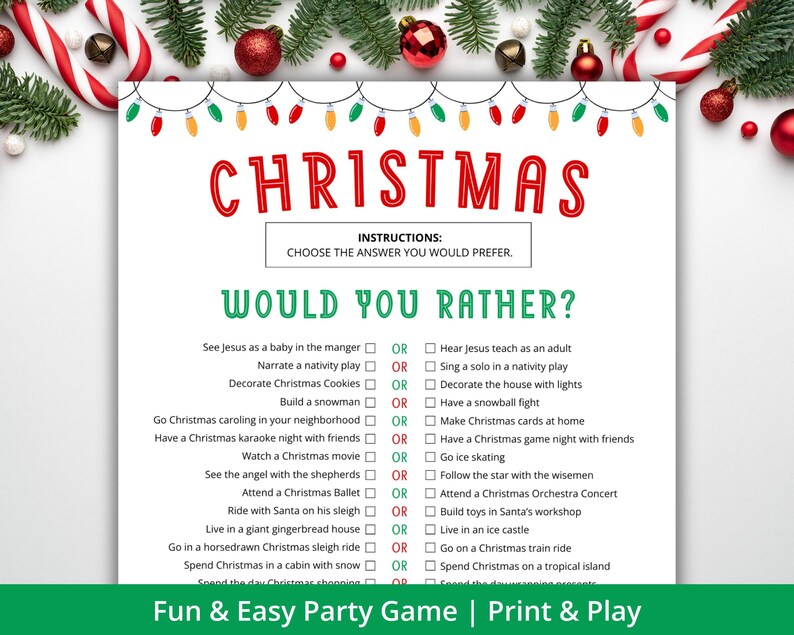 Christmas Would You Rather Game | Christmas Trivia | Christmas ...