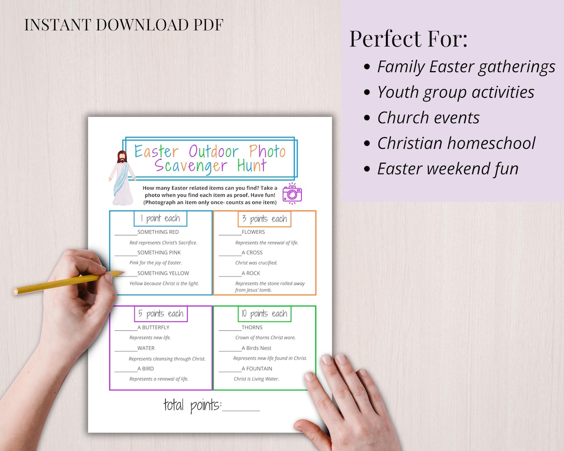 Christian Easter Photo Scavenger Hunt Printable, Religious Outdoor ...