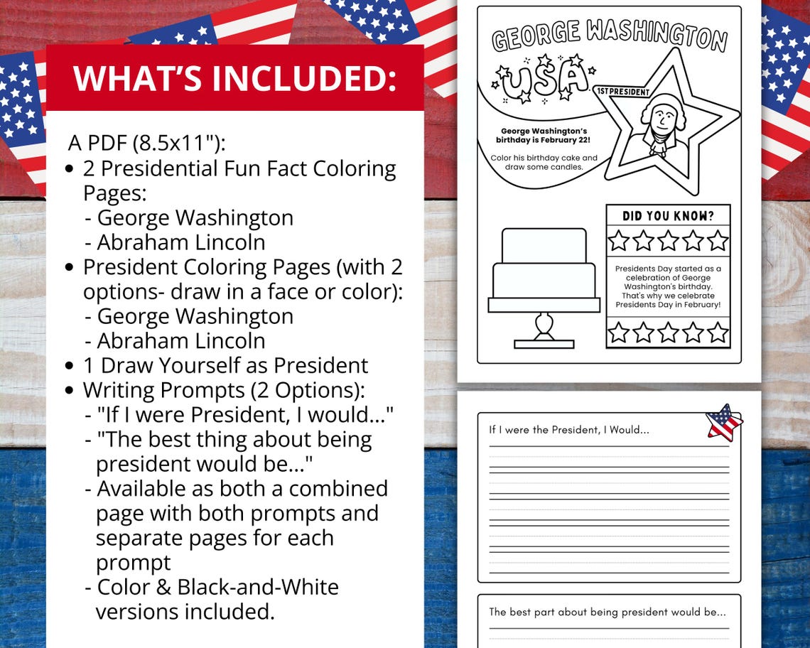 Presidents' Day Activities for Kids | Printable Coloring Pages and ...