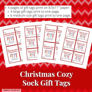 Christmas Cozy Sock Gift Tags, Printable, Great Gift for Teachers ...