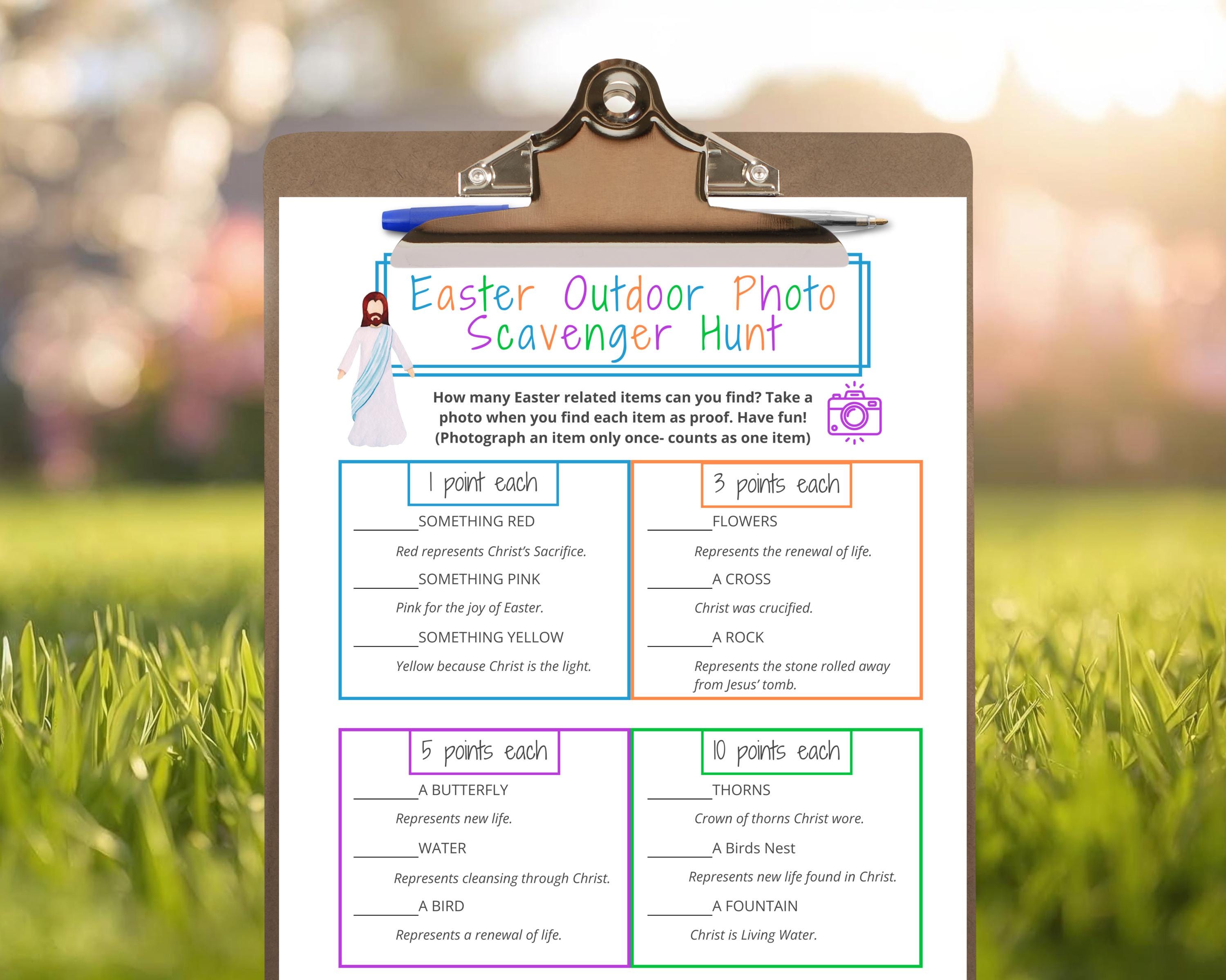 Christian Easter Photo Scavenger Hunt Printable, Religious Outdoor ...