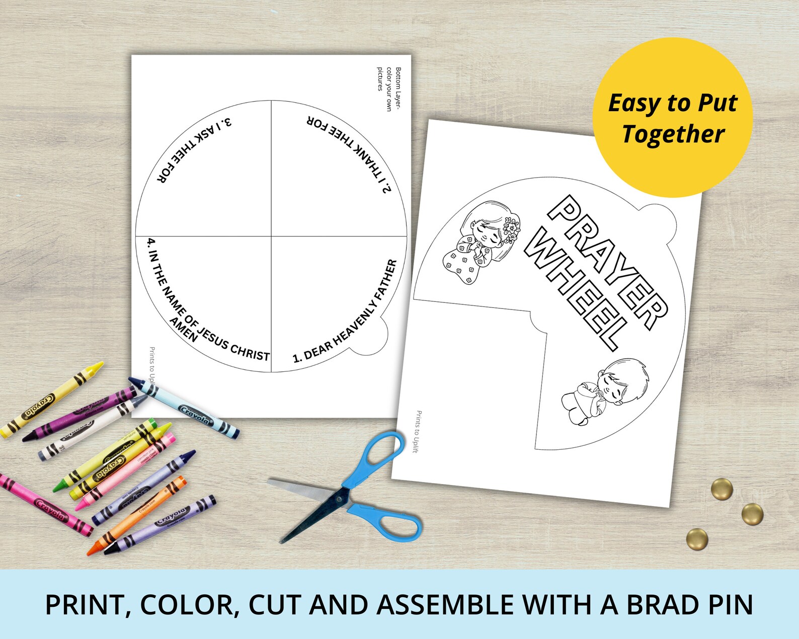 Prayer Steps Coloring Wheel Activity | Teaching Prayer LDS | Printable ...