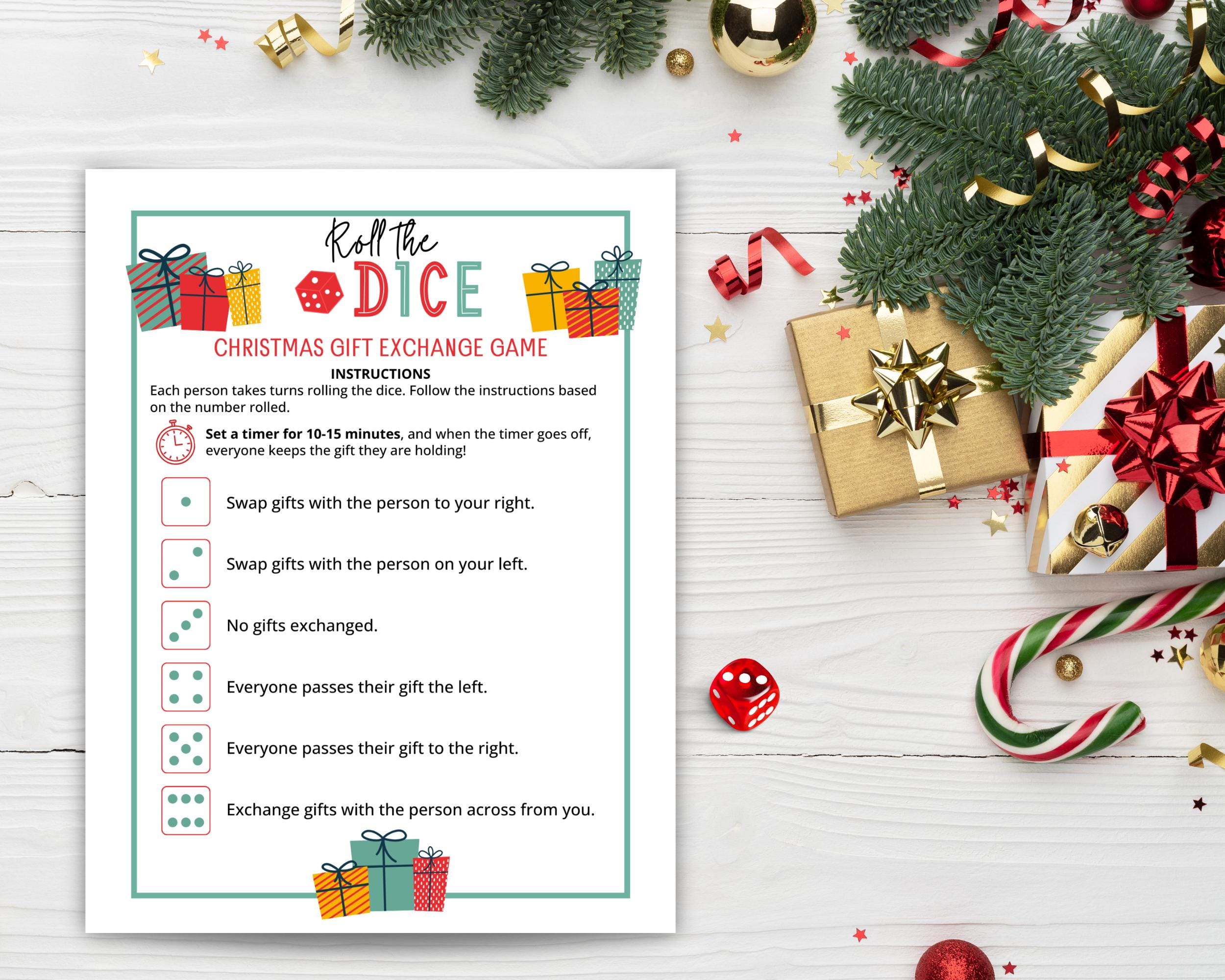 Christmas Gift Exchange Game | Christmas Dice Game | Pass the Gift Game ...