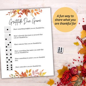 Thanksgiving Gratitude Dice Game | Printable Thanksgiving Game | Easy ...