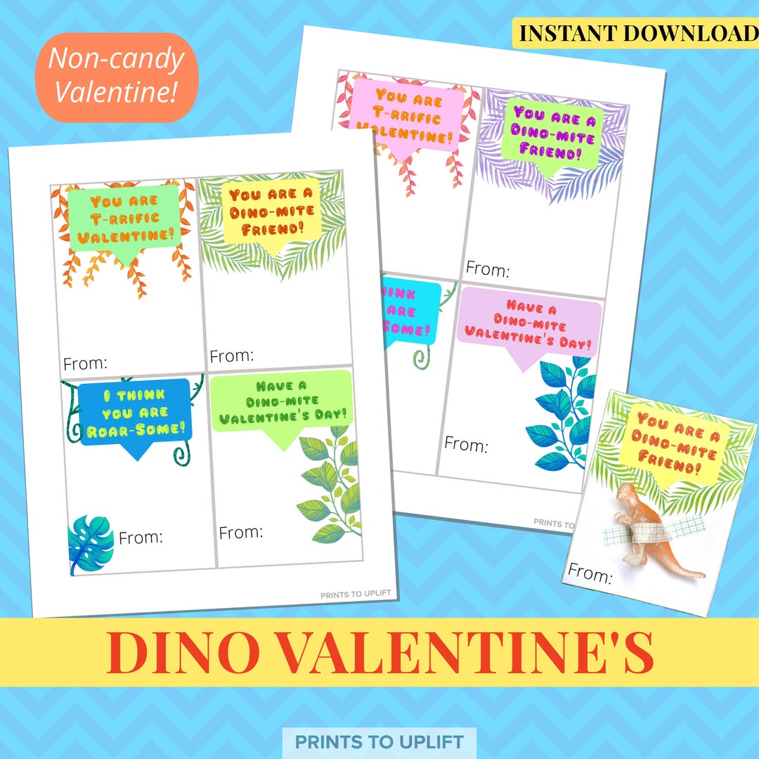 Kids Dinosaur Valentine, Great for School Exchange, Friends, Non-candy ...