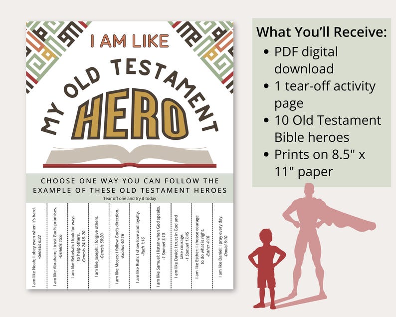 Old Testament Heroes Activity for Kids | Bible Activity Printable ...