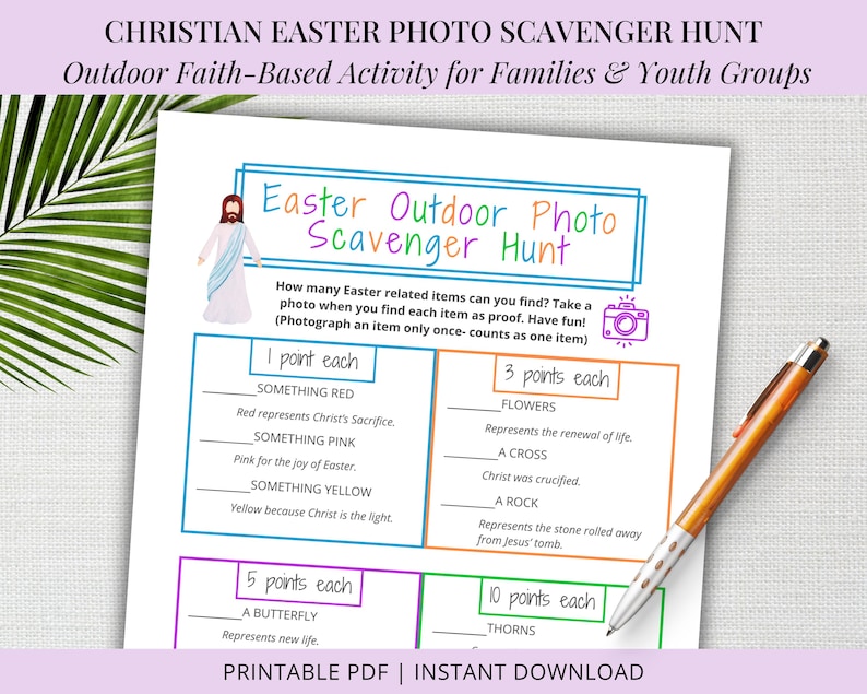 Christian Easter Photo Scavenger Hunt Printable, Religious Outdoor ...