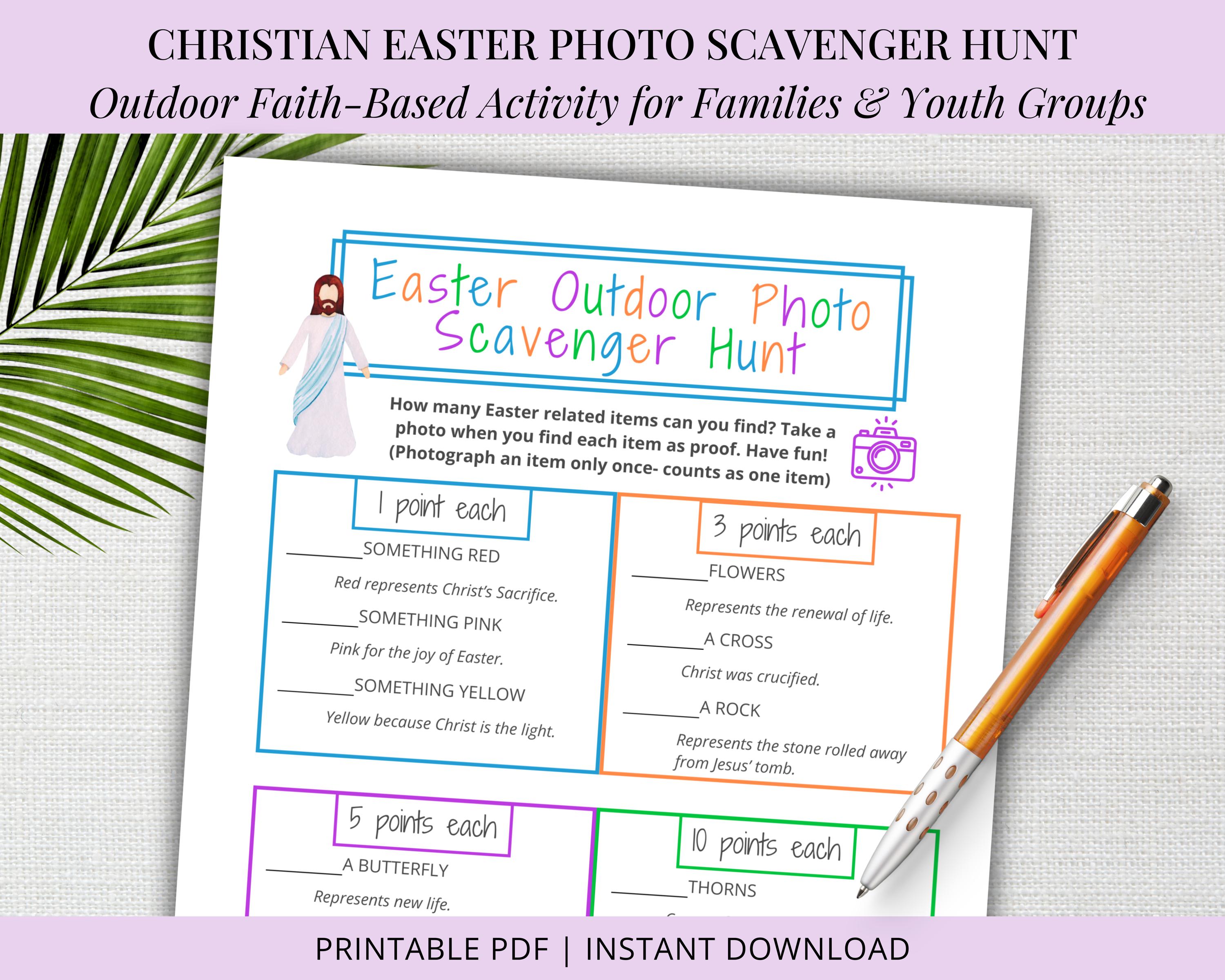 Christian Easter Photo Scavenger Hunt Printable, Religious Outdoor ...