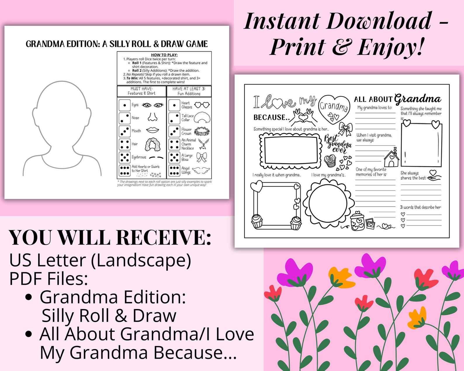 All About My Grandma & Roll a Grandma, A Silly Roll and Draw Game ...