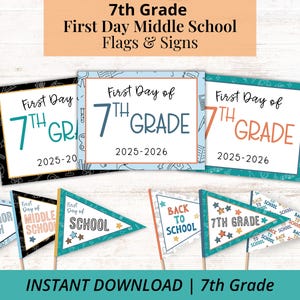 7th Grade Back to School Flags and Signs | 2025 School Year | First Day ...