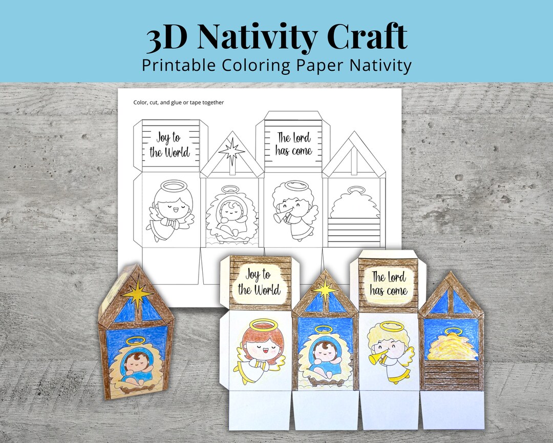 Nativity Craft for Kids | Christmas Coloring Activity | 3D Paper ...