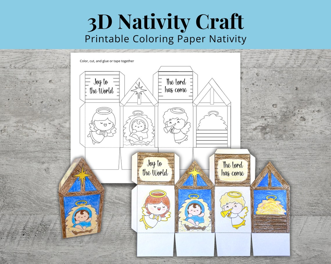 Nativity Craft for Kids | Christmas Coloring Activity | 3D Paper ...